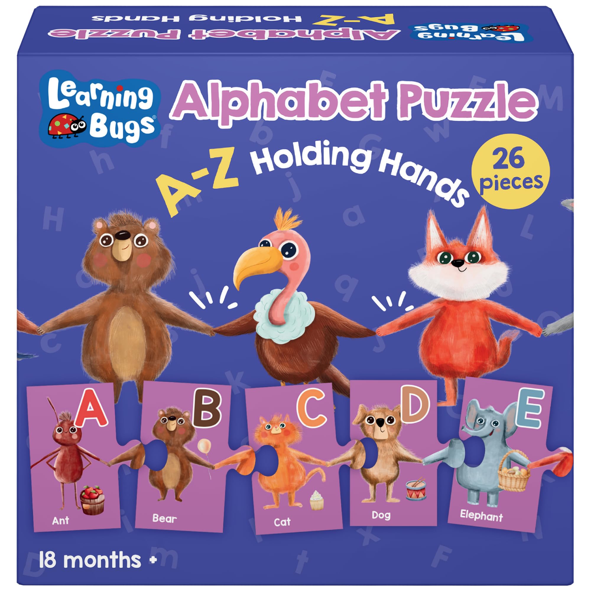 LEARNING BUGS Alphabet Animal Holding Hands Large Jigsaw Floor Puzzle ...
