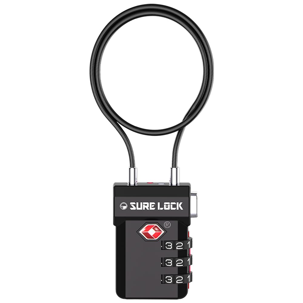 SURE LOCK TSA Approved Luggage Lock – 3-Digit Combination with Open Al ...