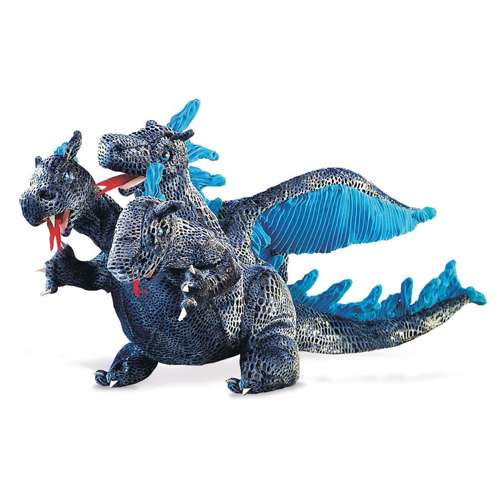 Folkmanis Three-Headed Blue Dragon Hand Puppet– MarvelsAura