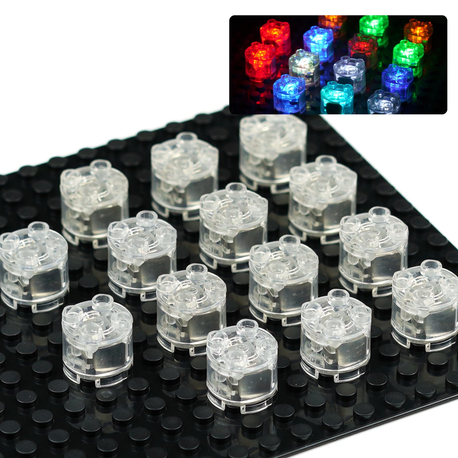 Light Up Bricks Accessories Kits, 2x2 Classic Transparent LED Light Br ...