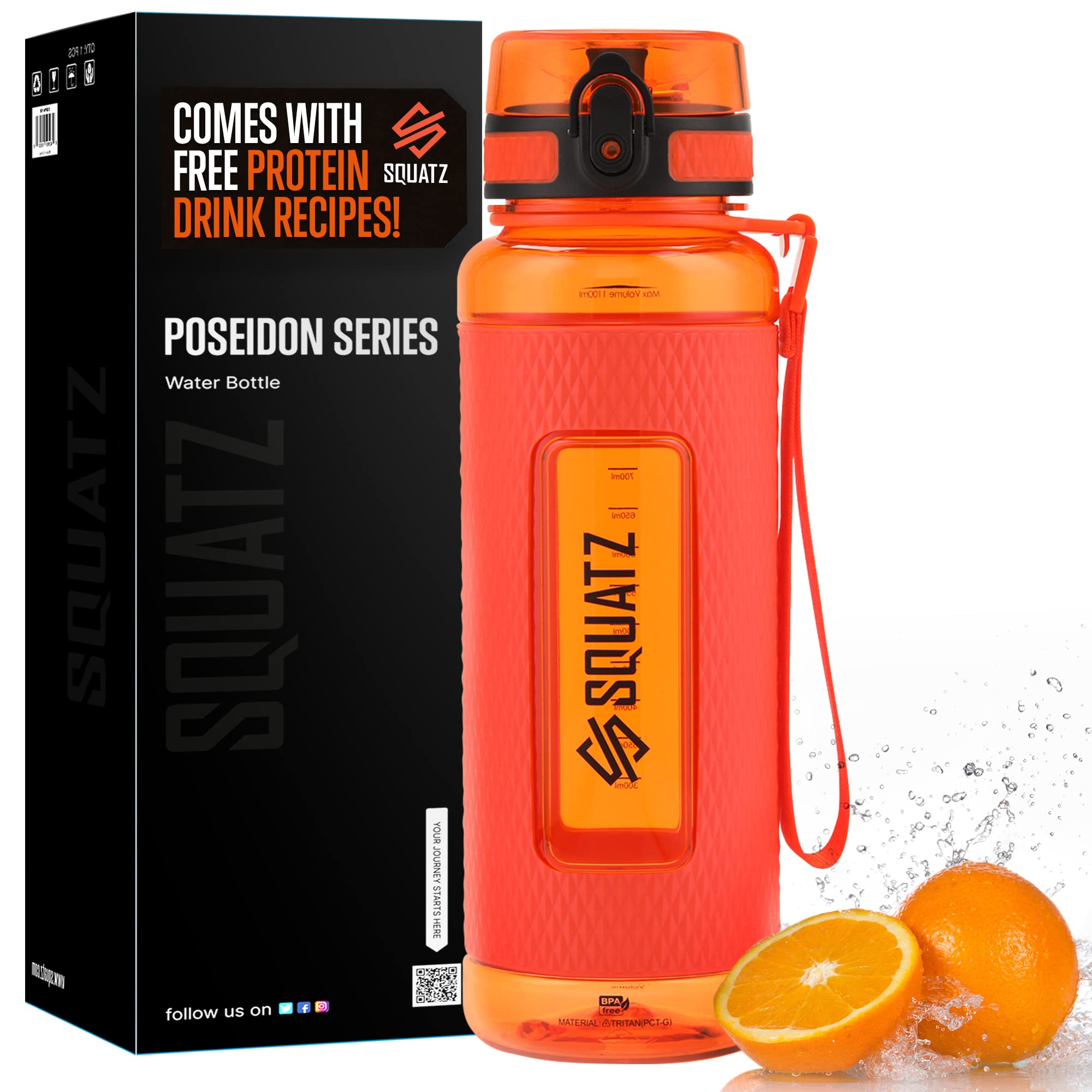 SQUATZ 40 Oz Poseidon Series Water Bottle for Protein and Fruit ...