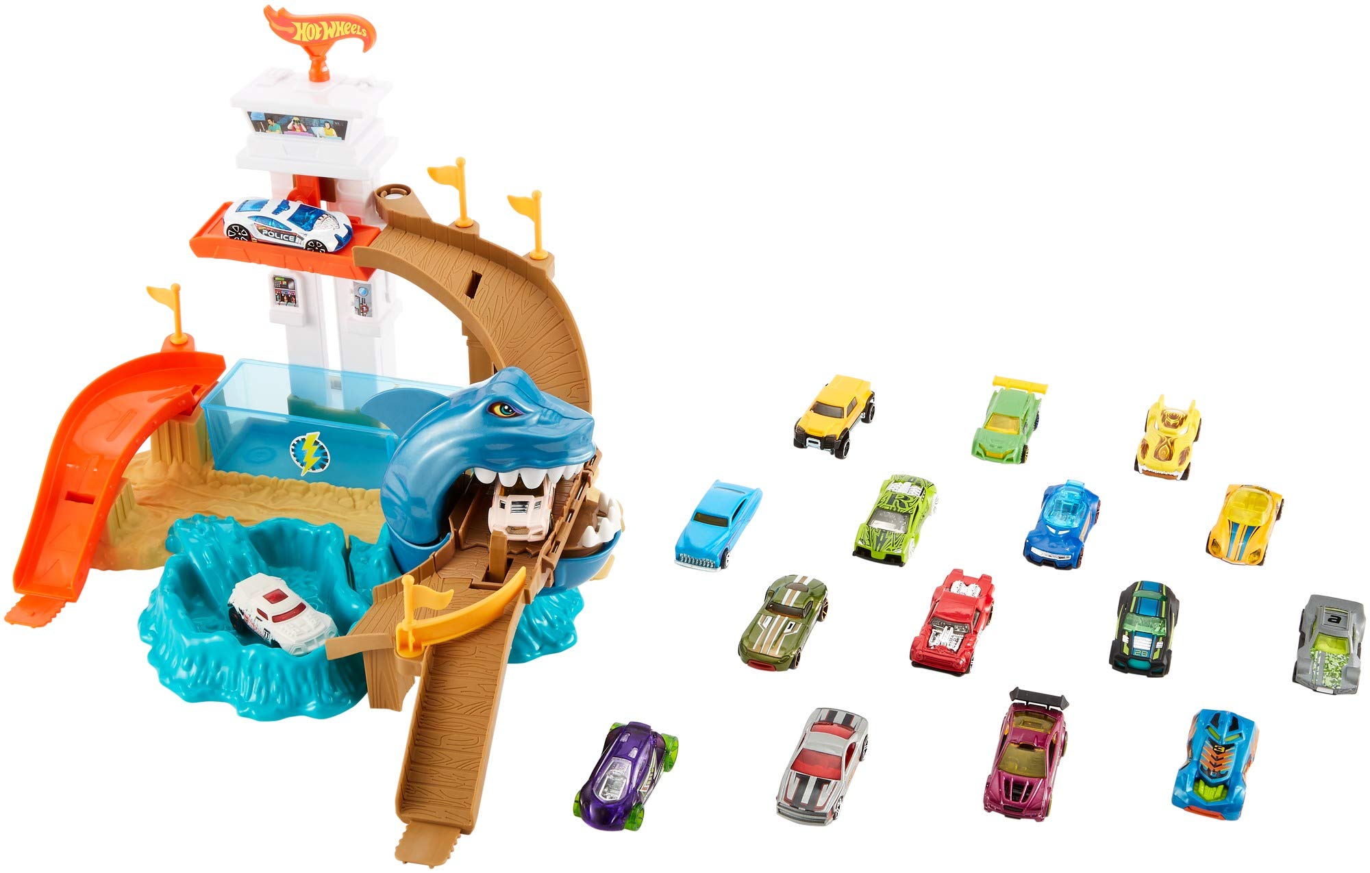 Hot Wheels Color Shifters Sharkport Showdown Playset with 18 Cars ...