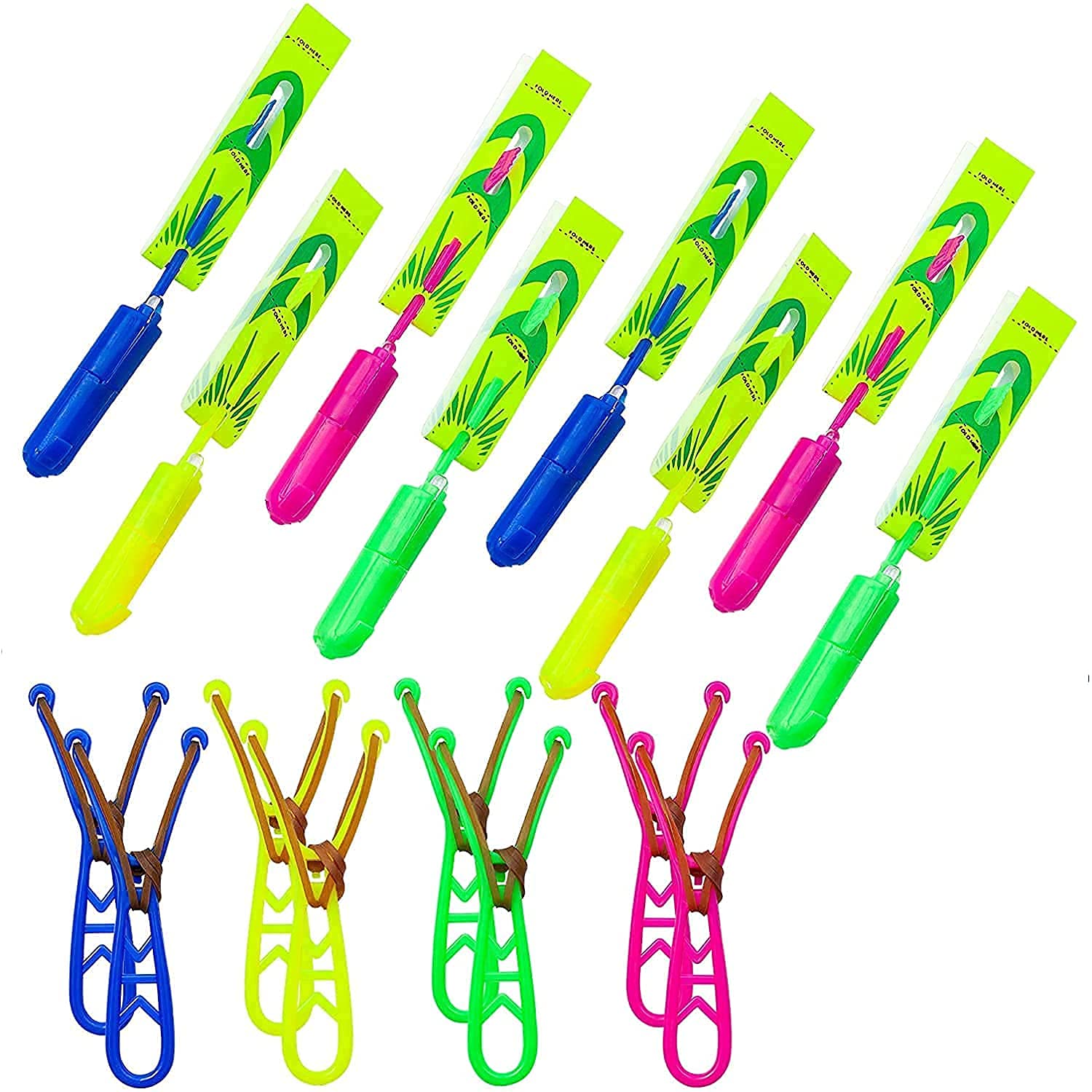 Rocket Copters Slingshot LED Light Up Helicopters, 6 Copters and 3 ...