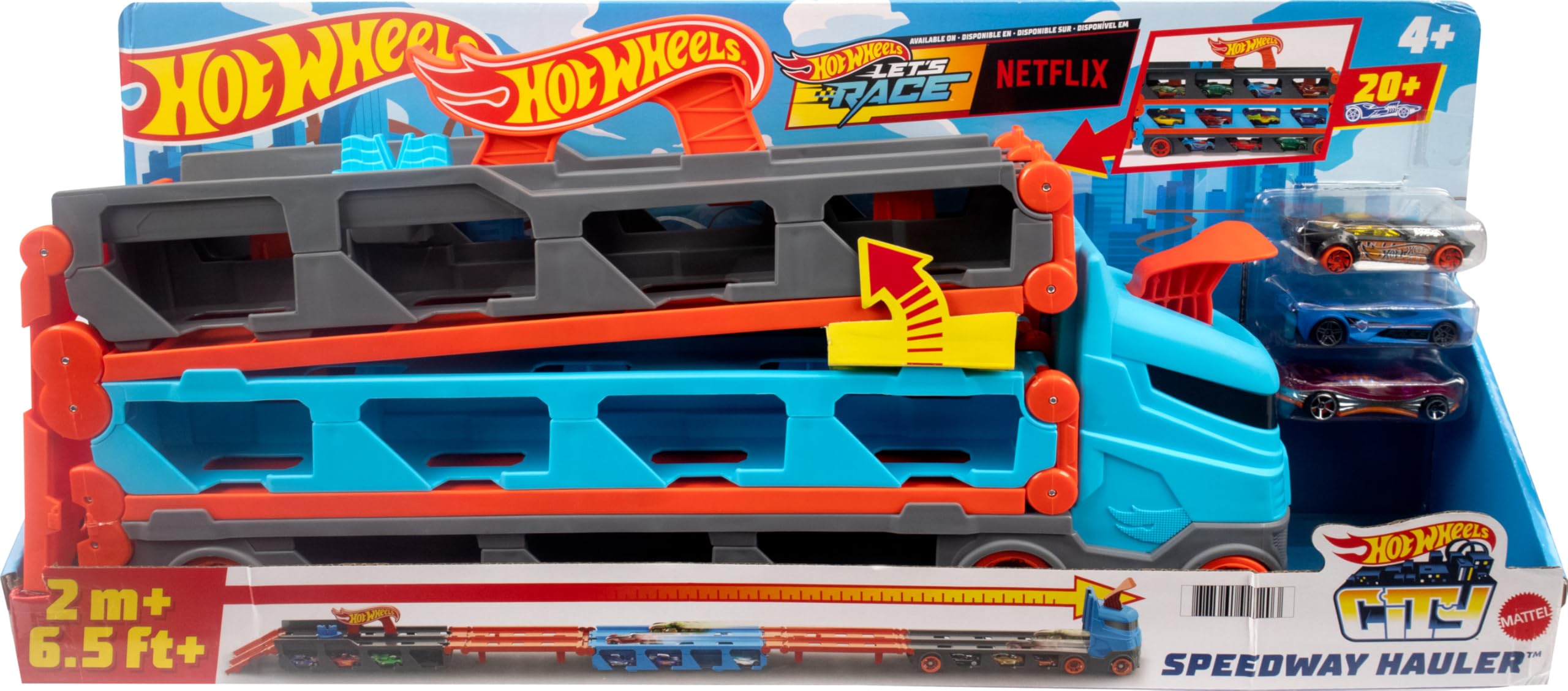 Hot Wheels Speedway Hauler Storage Carrier with 3 1:64 Scale Cars ...