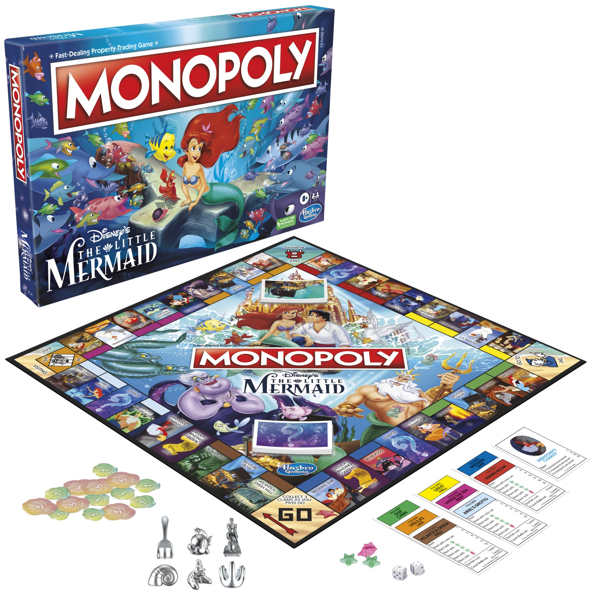 Monopoly Hasbro Gaming Disney's The Little Mermaid Edition Board ...