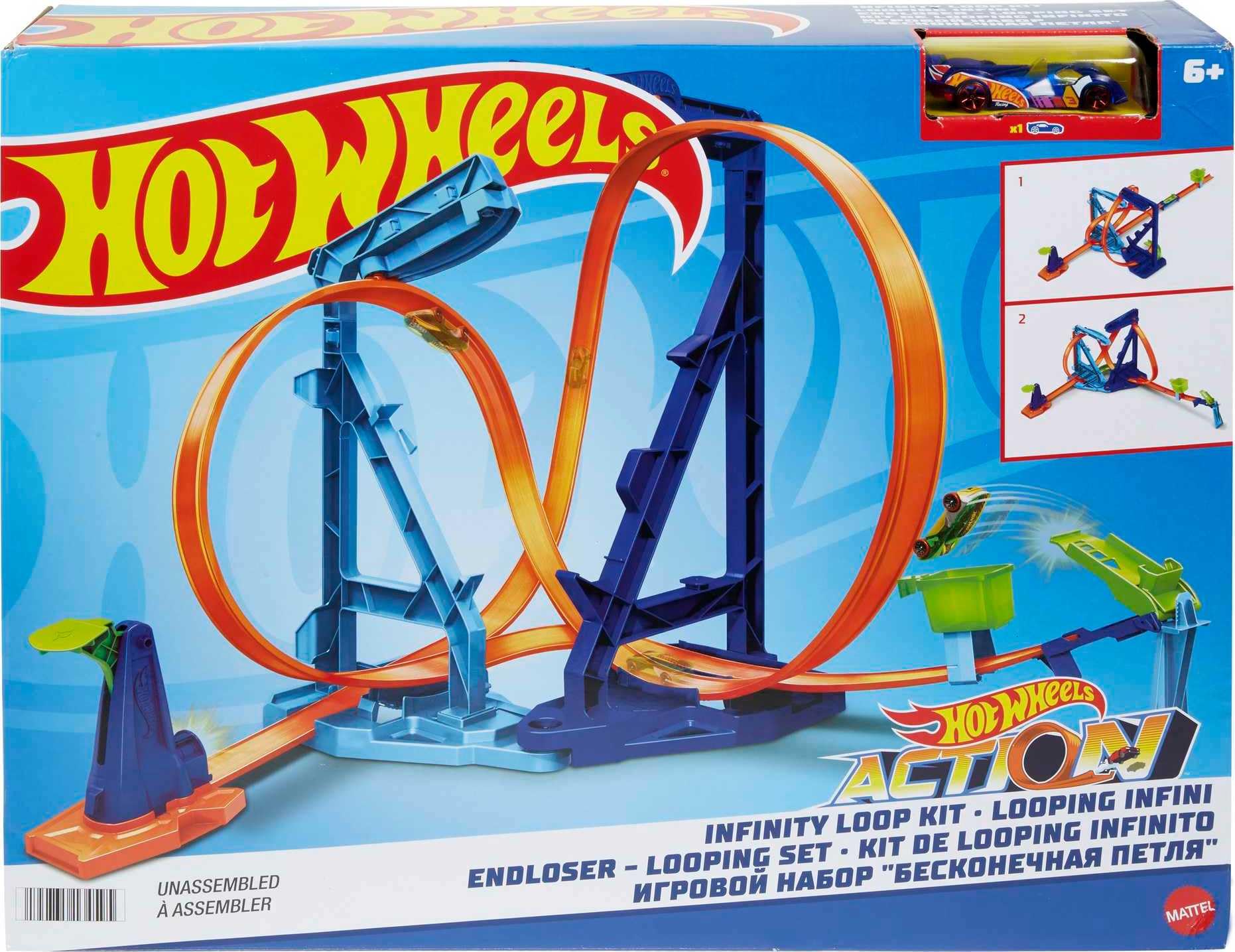 Hot Wheels Toy Car Track Set, Infinity Loop Kit Playset with 1:64 ...